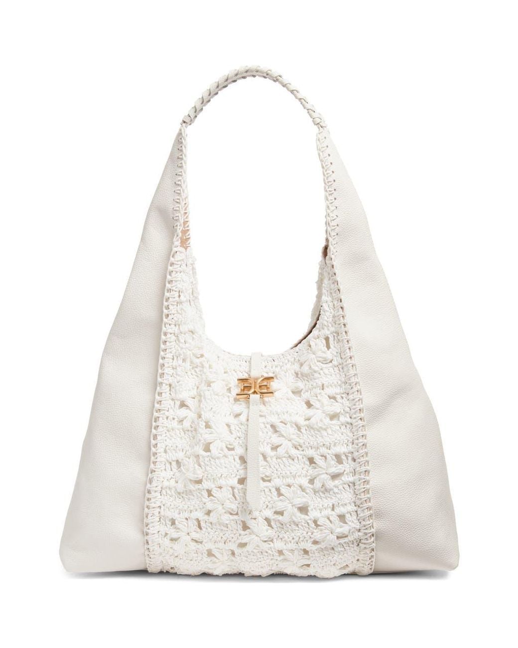 Sam Edelman Sylvia Crochet Panel Leather Hobo in Natural | Lyst