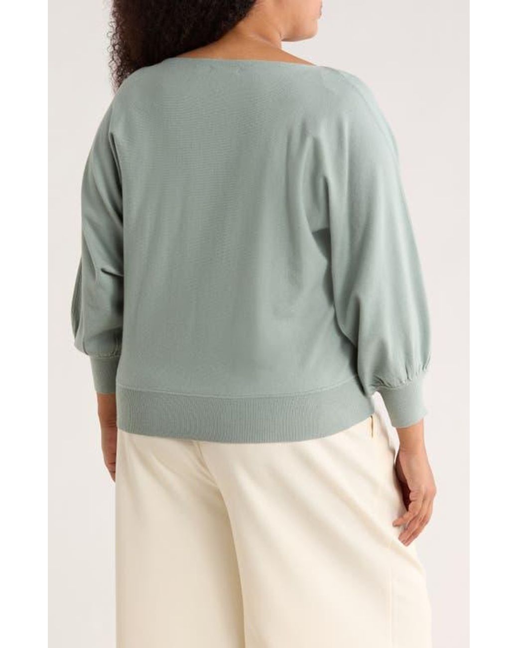 Max Studio Dolman Elbow Sleeve Sweater in Green | Lyst