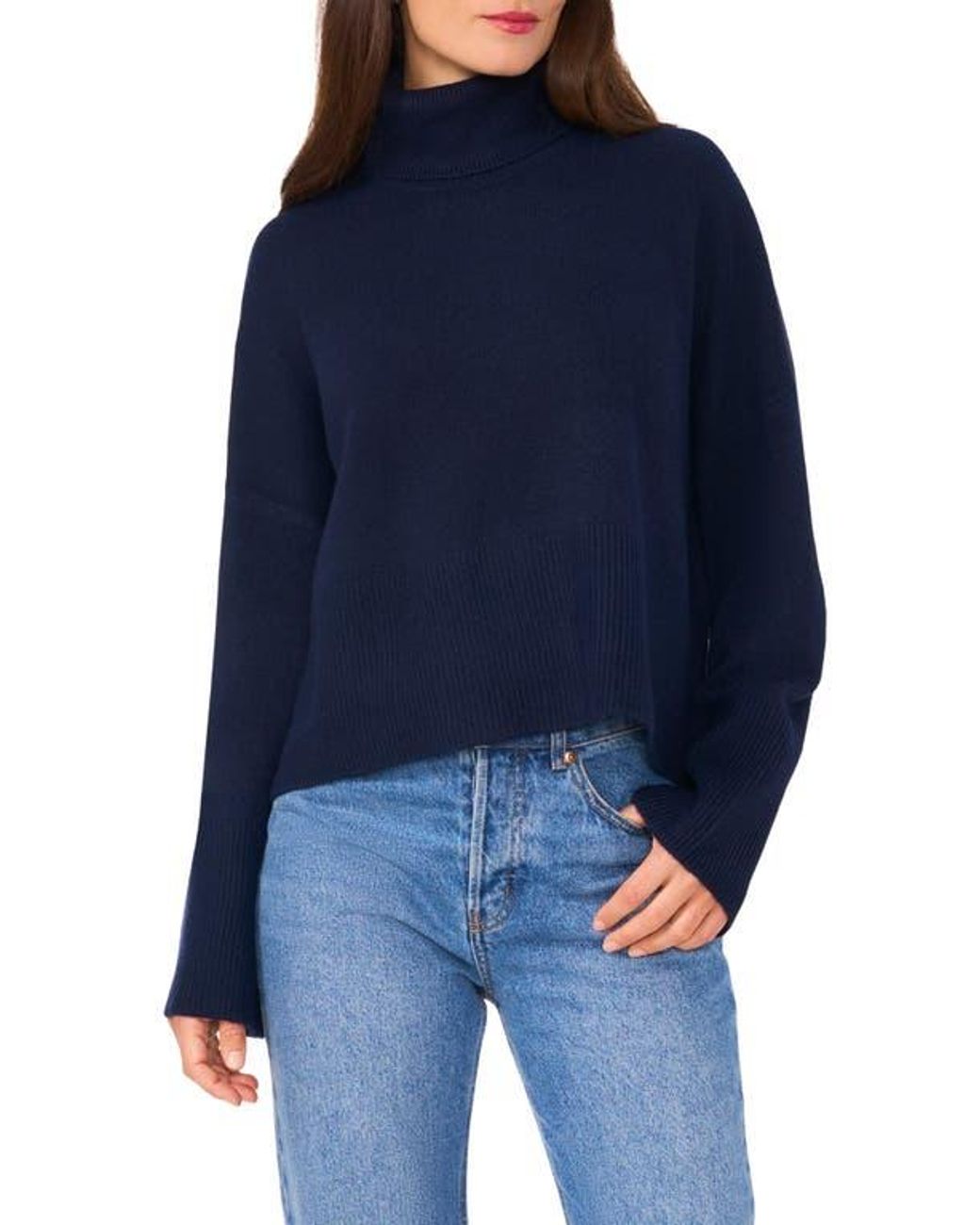 Parker Turtleneck Crop Sweater in Blue | Lyst