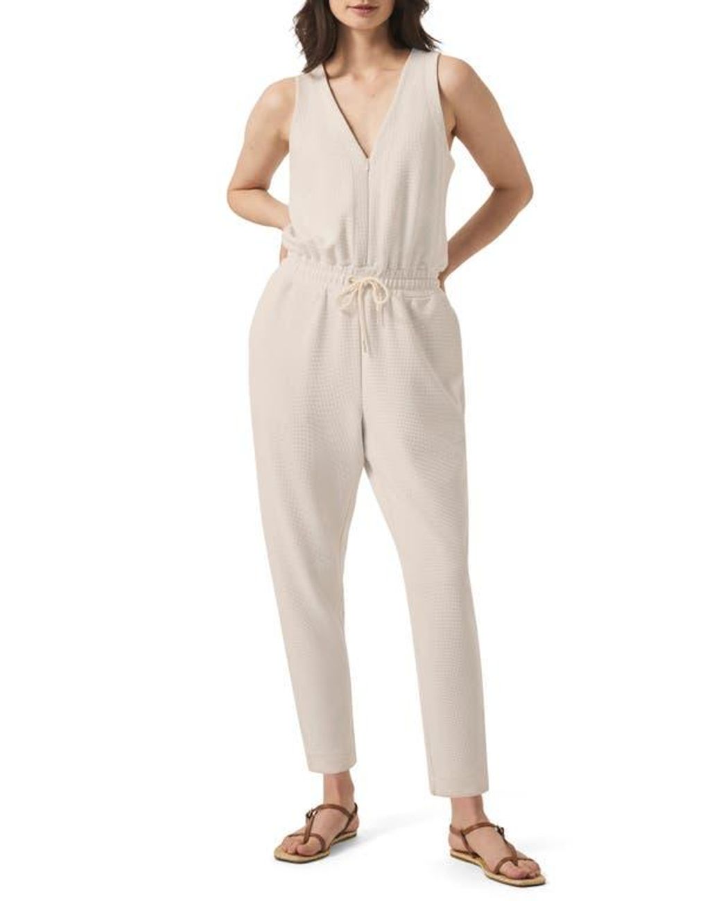 Splendid Waffle Scuba Knit Jumpsuit in Natural | Lyst