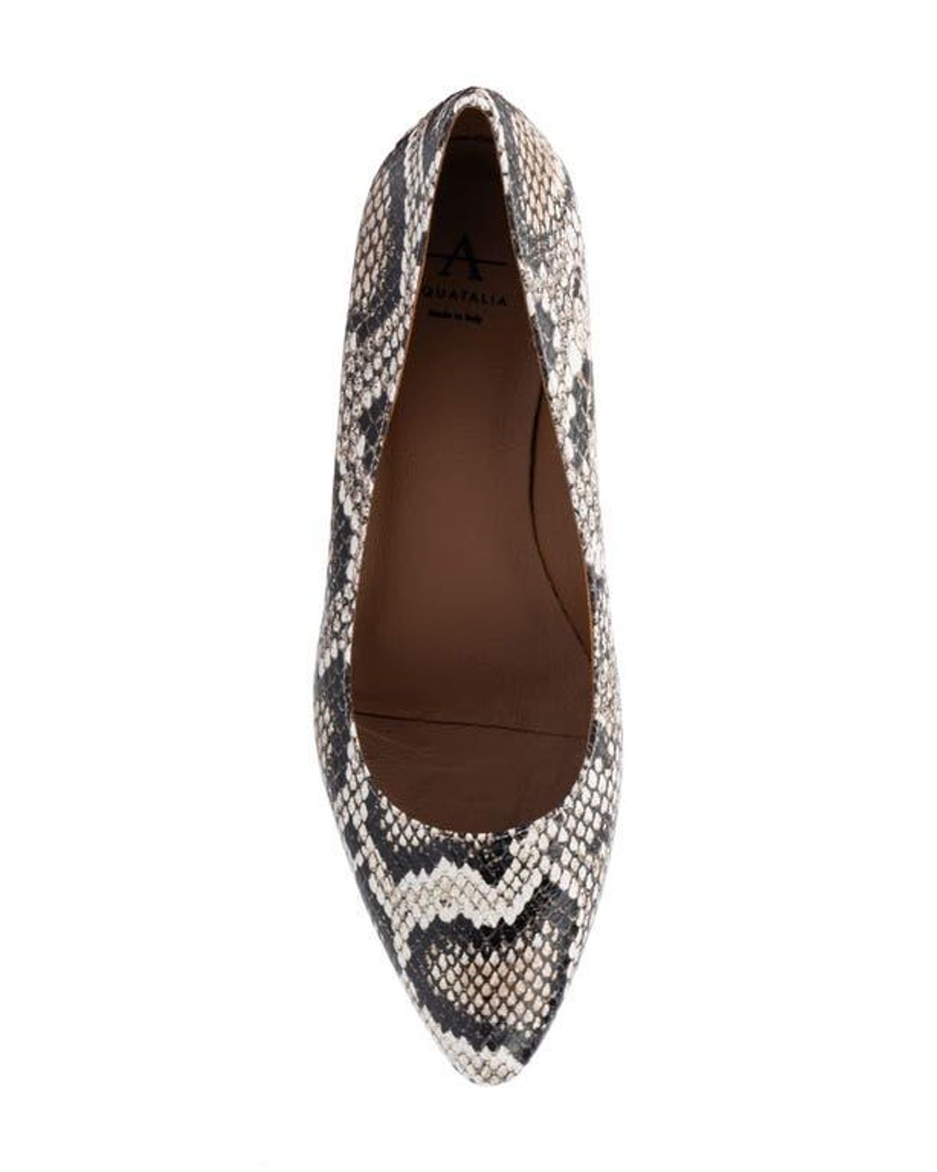 Aquatalia Pasha Weatherproof Snake Embossed Pointed Toe Pump in Brown ...