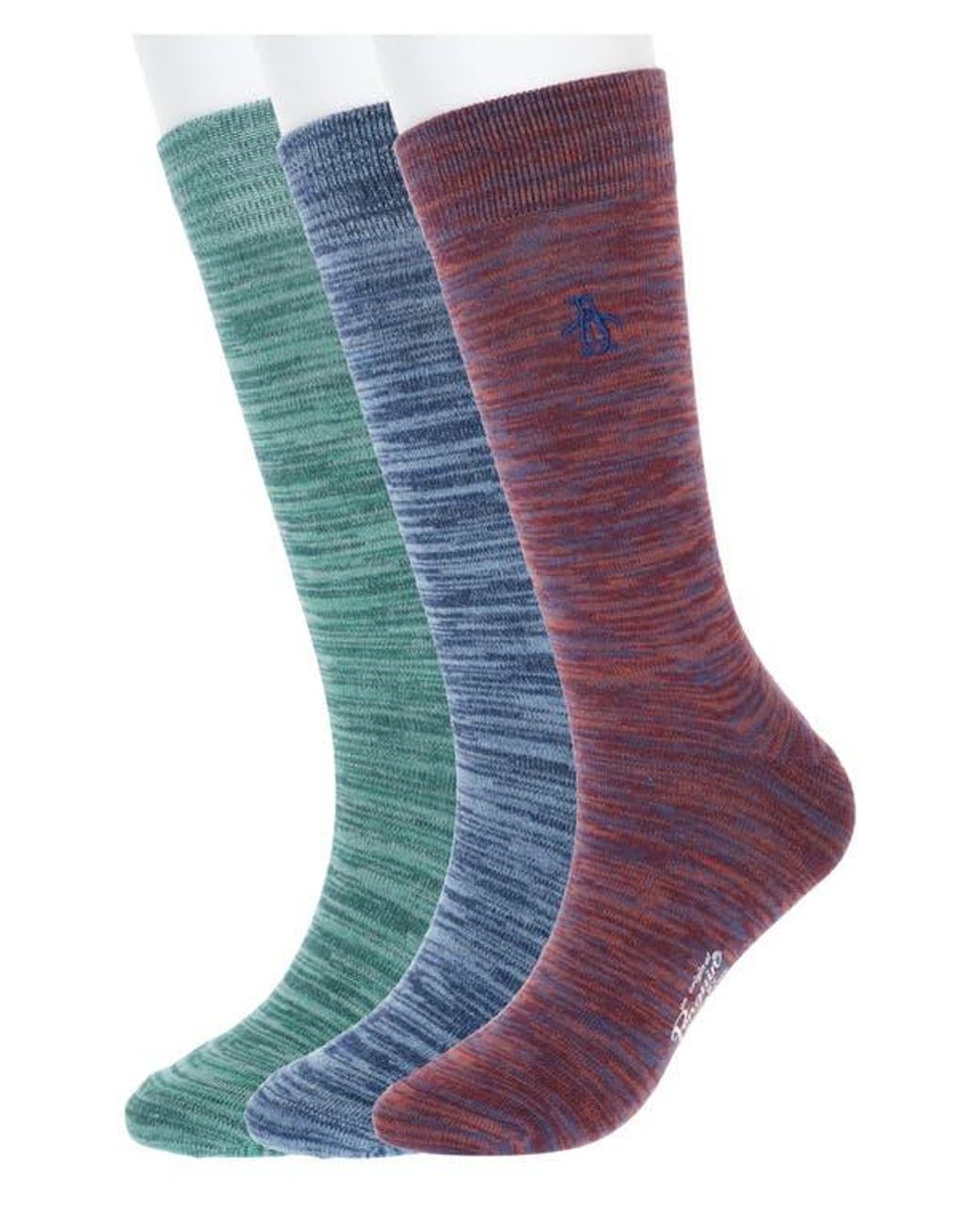 Original Penguin Twisted Feed 3-Pack Assorted Crew Socks in Blue for ...