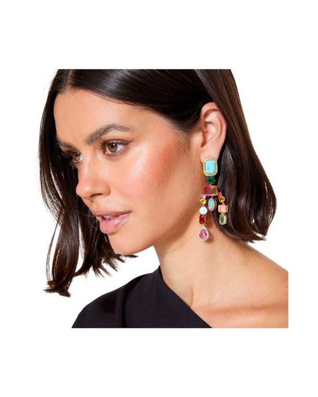 Kurt Geiger Mixed Chandelier Drop Earrings in White | Lyst