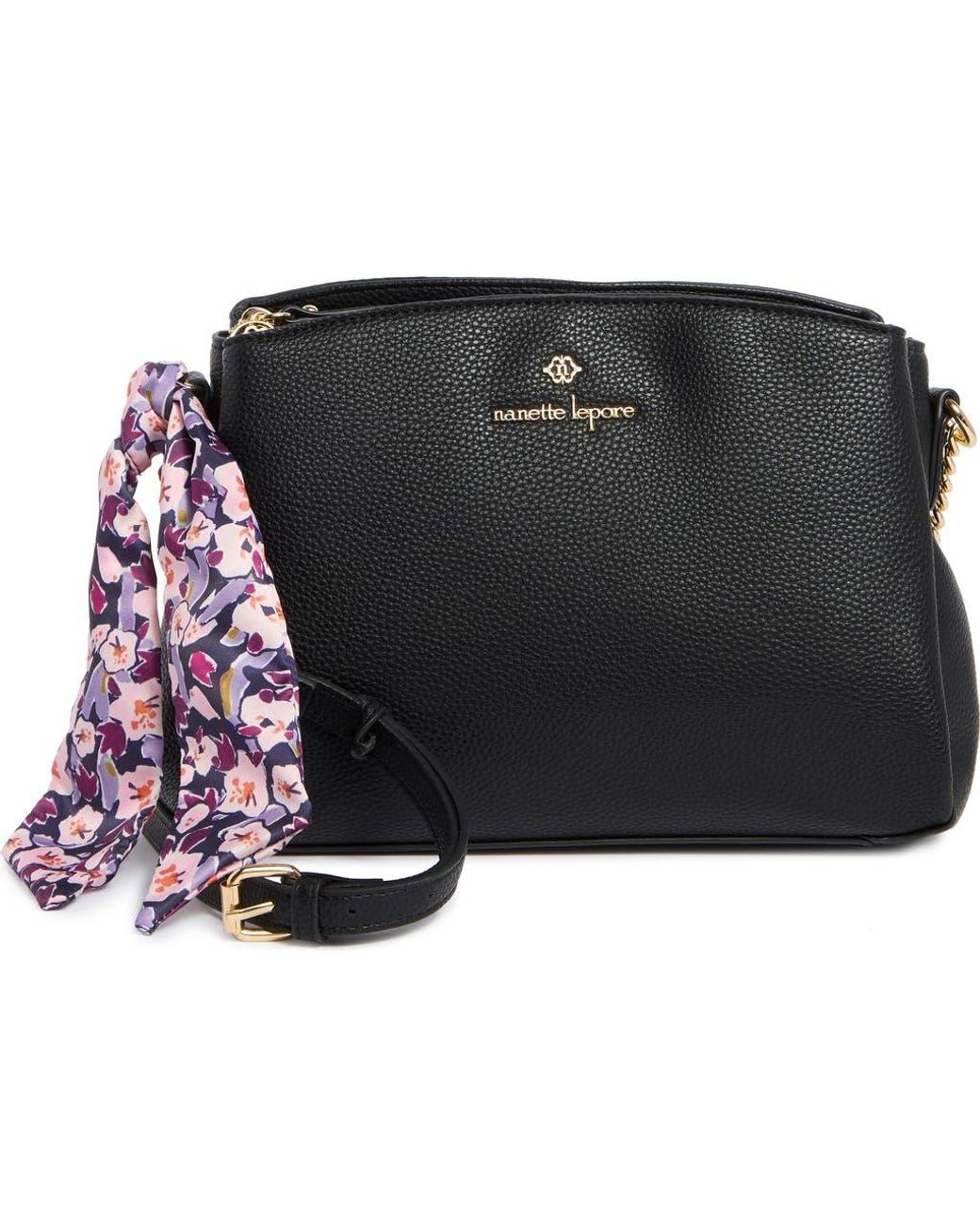 Nanette Lepore Triple Section Crossbody Bag With Scarf in Black | Lyst