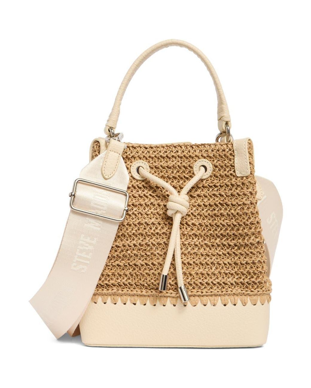 Steve Madden Macro Raffia Bucket Bag in Natural | Lyst