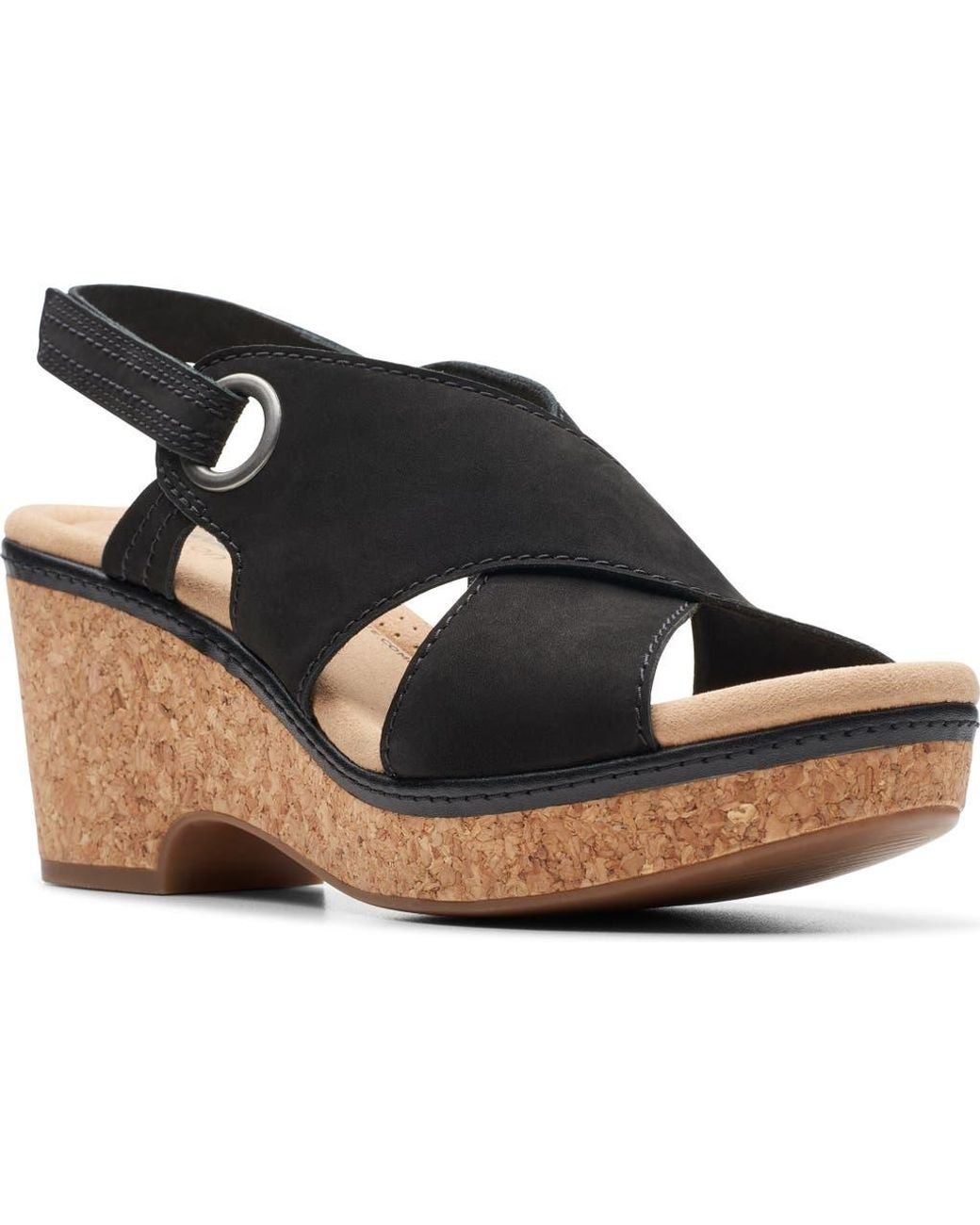 Clarks Giselle Loop Slingback Platform Sandal in Black | Lyst