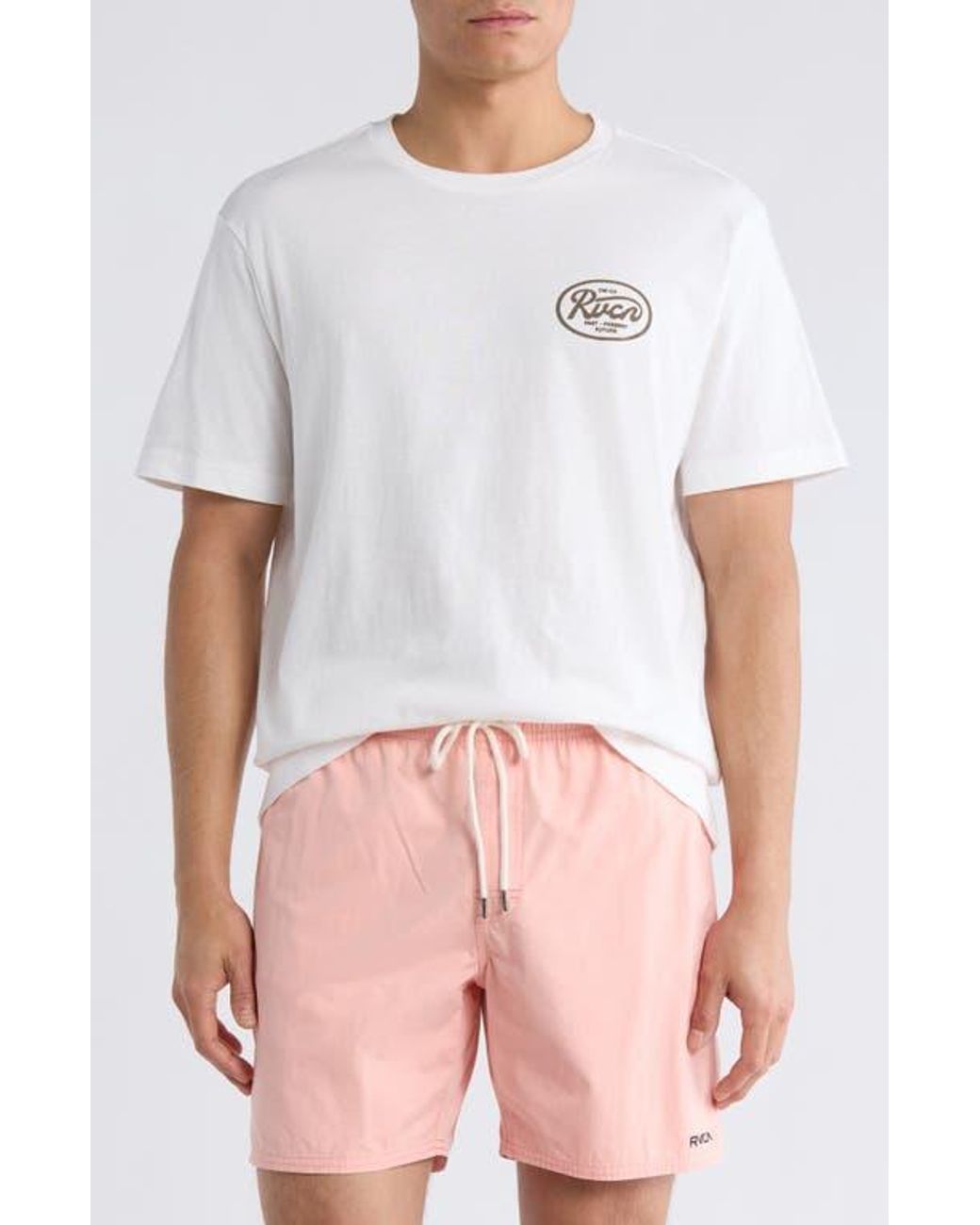 RVCA Oval Script Logo Cotton T-Shirt in White for Men | Lyst