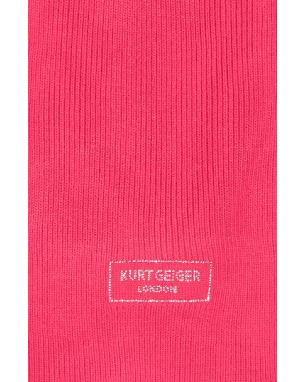 Kurt Geiger Crystal Logo Scarf in Pink | Lyst
