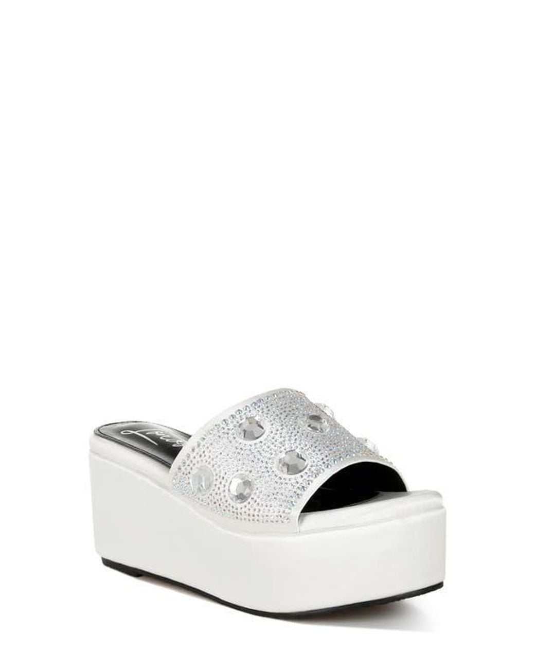 LONDON RAG Meta Charts Wedge Sandal in White | Lyst