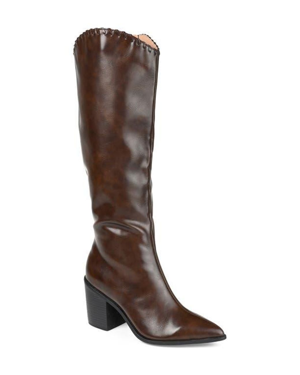 Journee Collection Daria Whipstitch Tall Vegan Leather Western Boot in ...