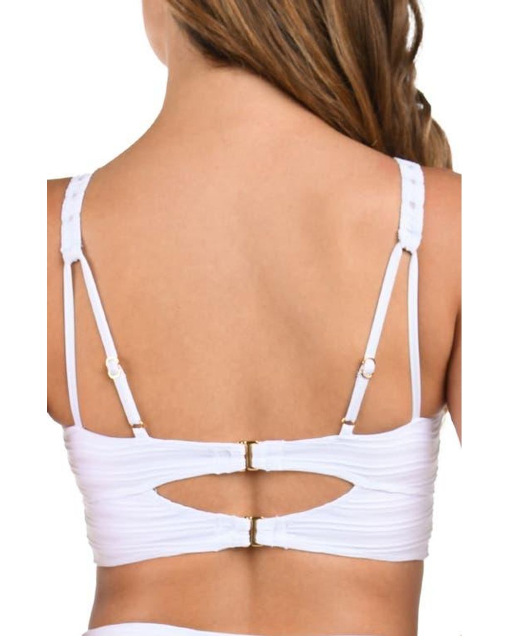 La Blanca Fluid Lines Longline Bikini Top in White | Lyst