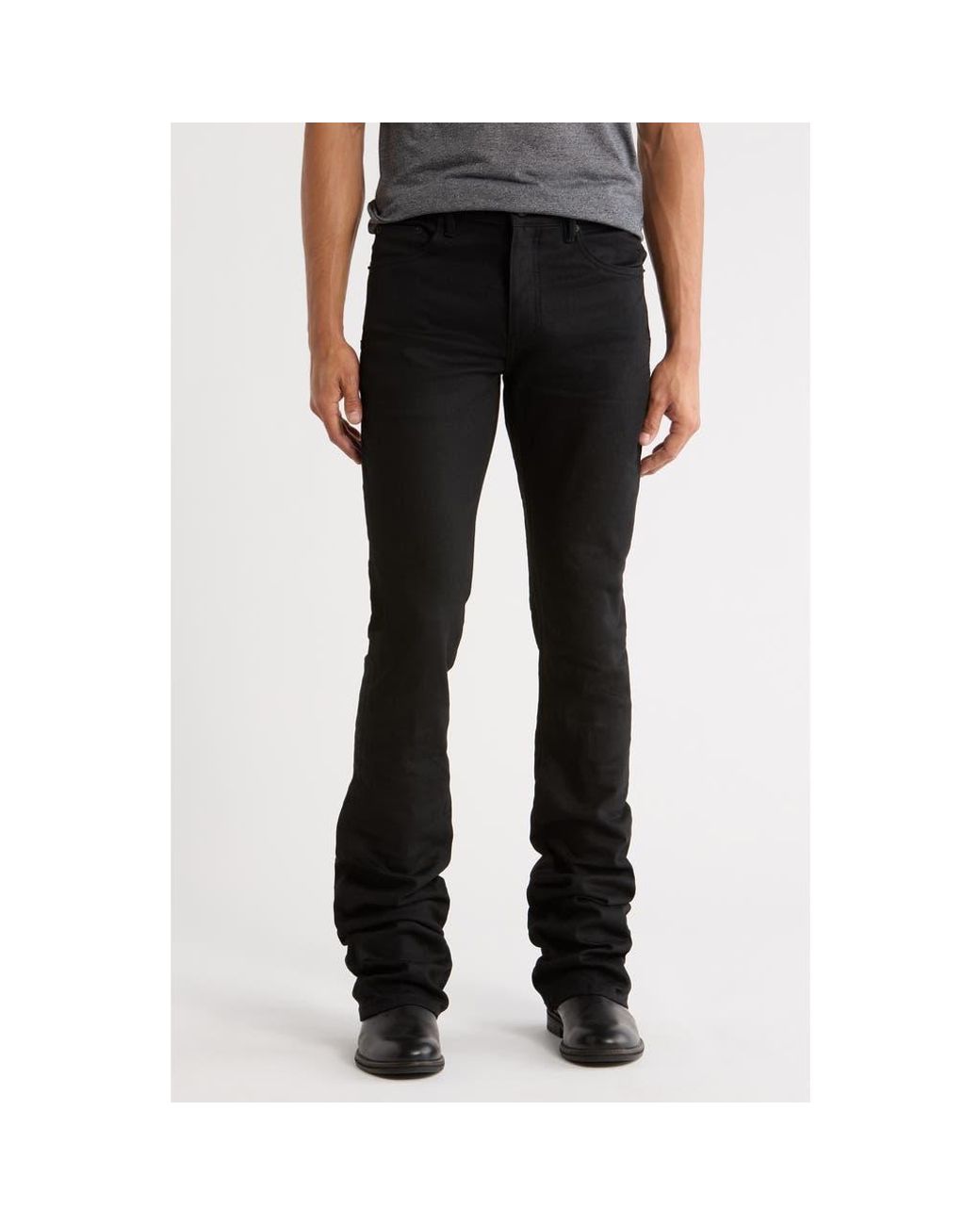 Purple Brand Super Stack Coated Flare Jeans in Black for Men | Lyst