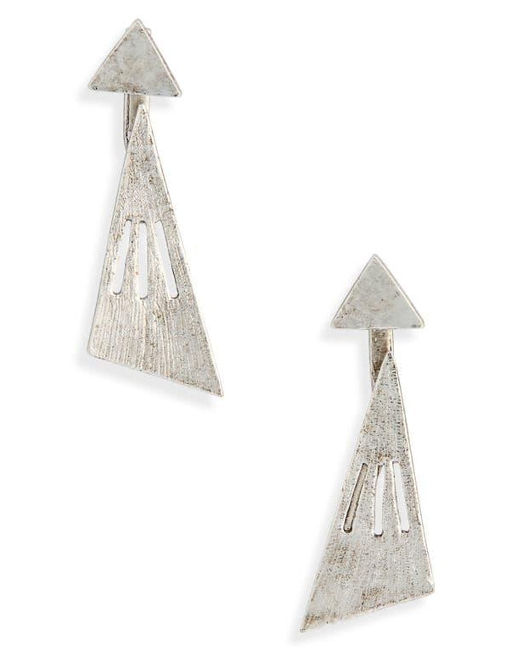 Karine Sultan Brushed Front/Back Drop Earrings in White | Lyst