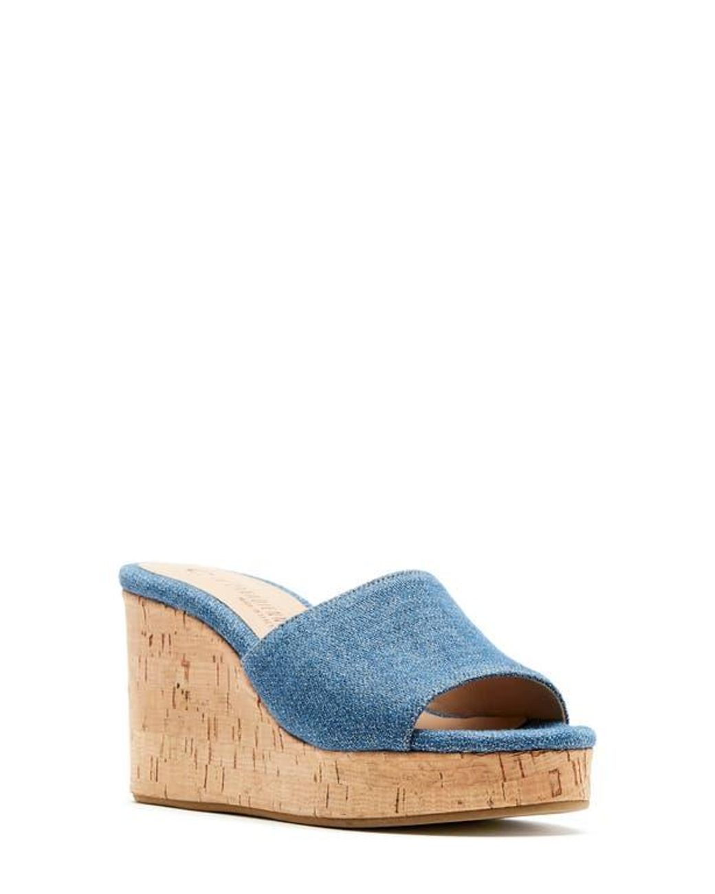 La Canadienne Forrest Platform Wedge Slide Sandal in Blue | Lyst