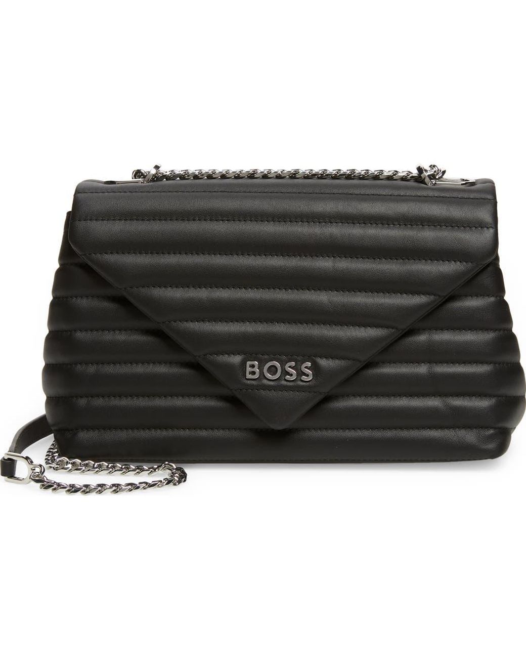 BOSS Ayla Quilted Leather Convertible Shoulder Bag in Black | Lyst