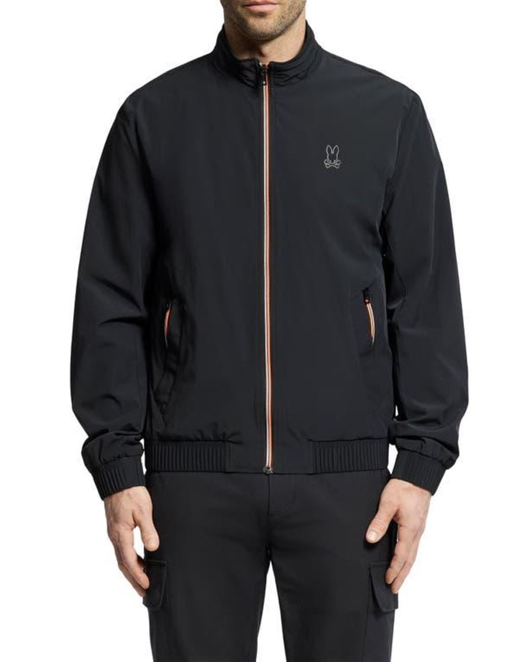 Psycho Bunny Chinos Woven Stretch Nylon Jacket in Black for Men | Lyst