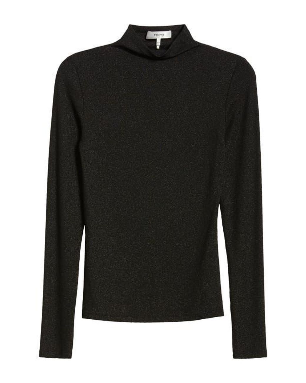 FRAME Metallic Funnel Neck Top in Black | Lyst