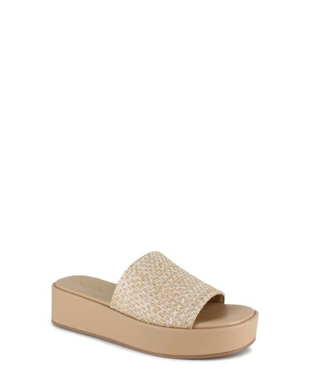 Kensie Carla Faux Raffia Platform Slide Sandal | Lyst