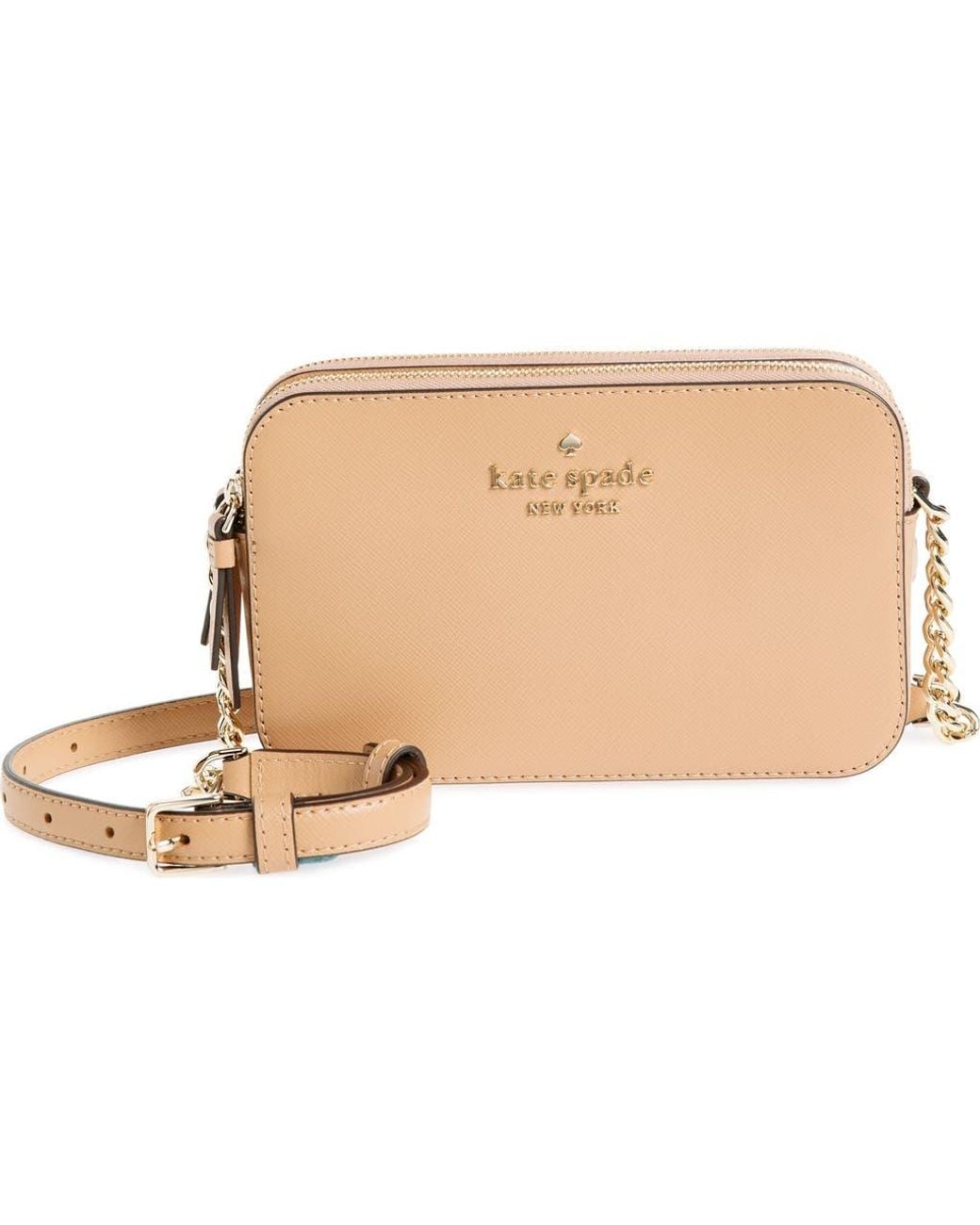 Kate Spade Cameron Double Zip Crossbody Bag in Natural | Lyst