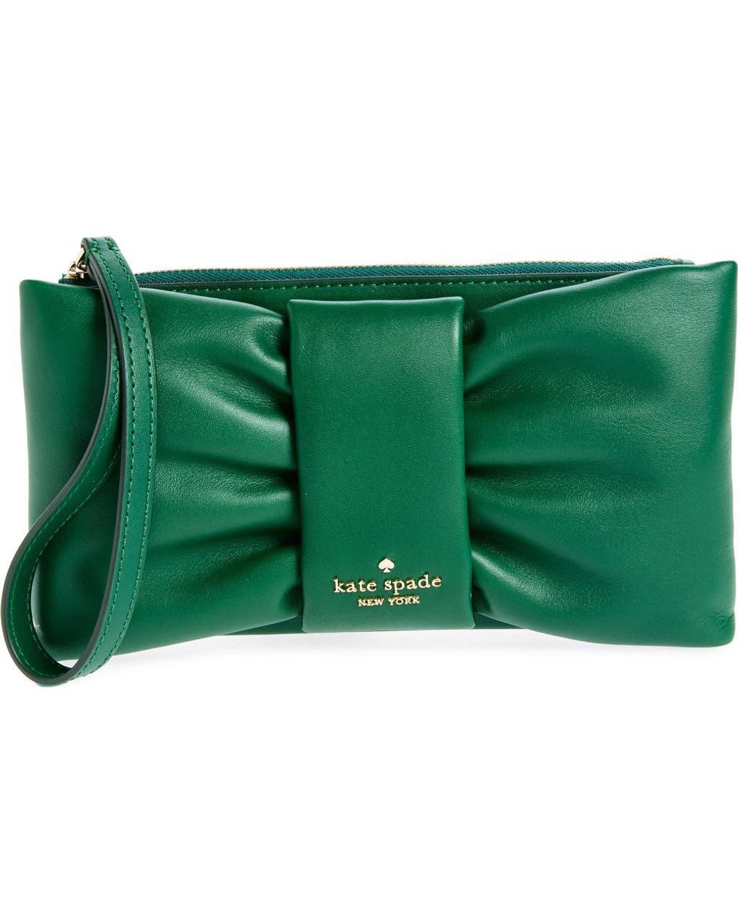 Kate Spade Medium Leather Wristlet in Green | Lyst