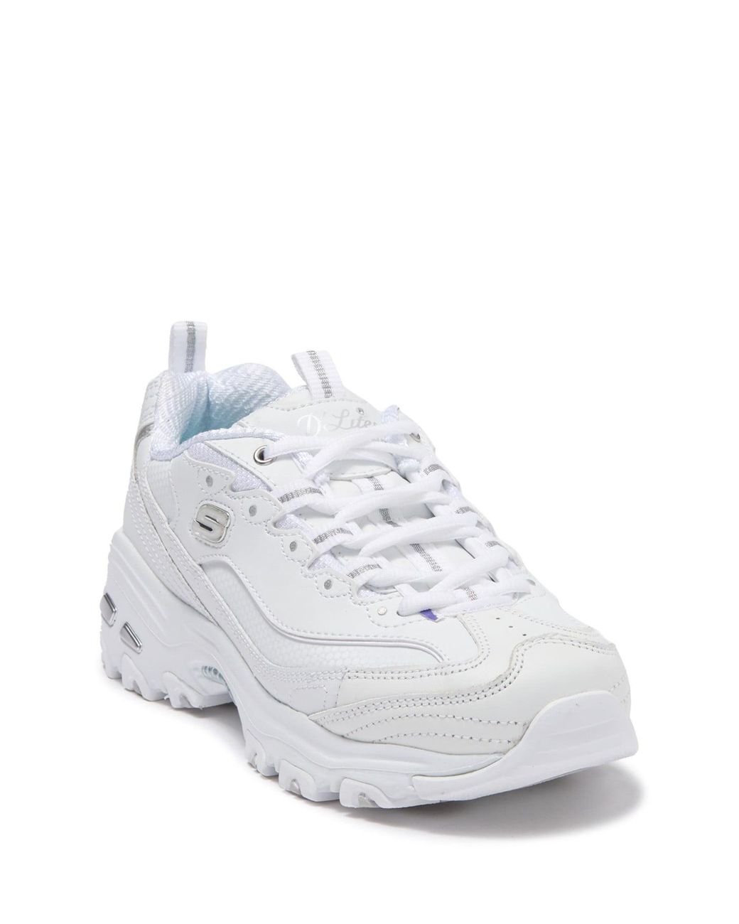 Skechers Leather D'lites Fresh Start Chunky Sneaker in White - Lyst