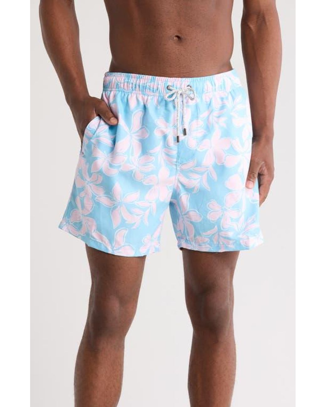 Vintage Summer Floral Print Swim Trunks in Blue for Men | Lyst