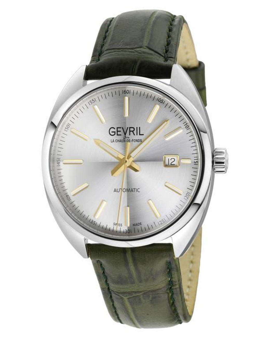 Gevril Five Points Swiss Automatic Croc Embossed Leather Strap Watch ...