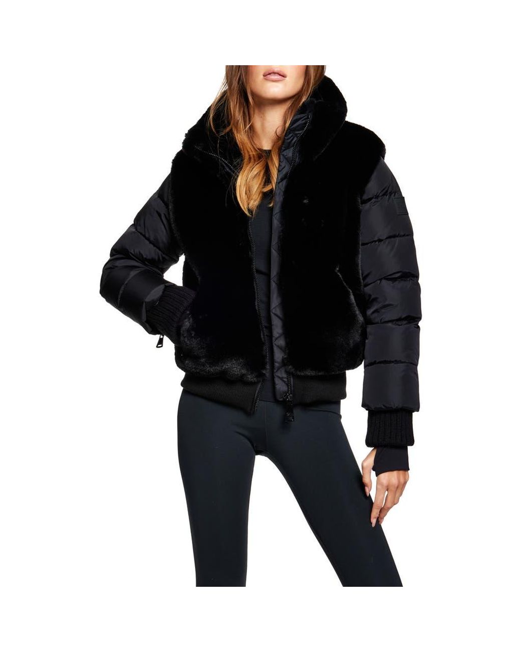 Sam. Carlie Faux Fur Quilted Down Puffer Jacket in Black | Lyst