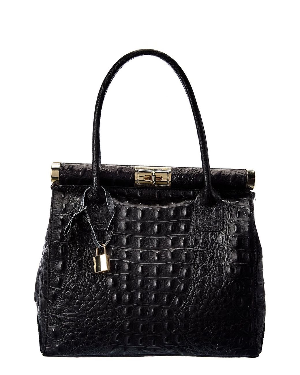 Persaman New York Croc Embossed Tote Bag in Black | Lyst