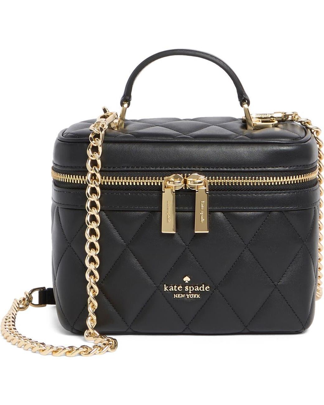 Kate Spade Carey Quilted Leather Crossbody Trunk in Black | Lyst
