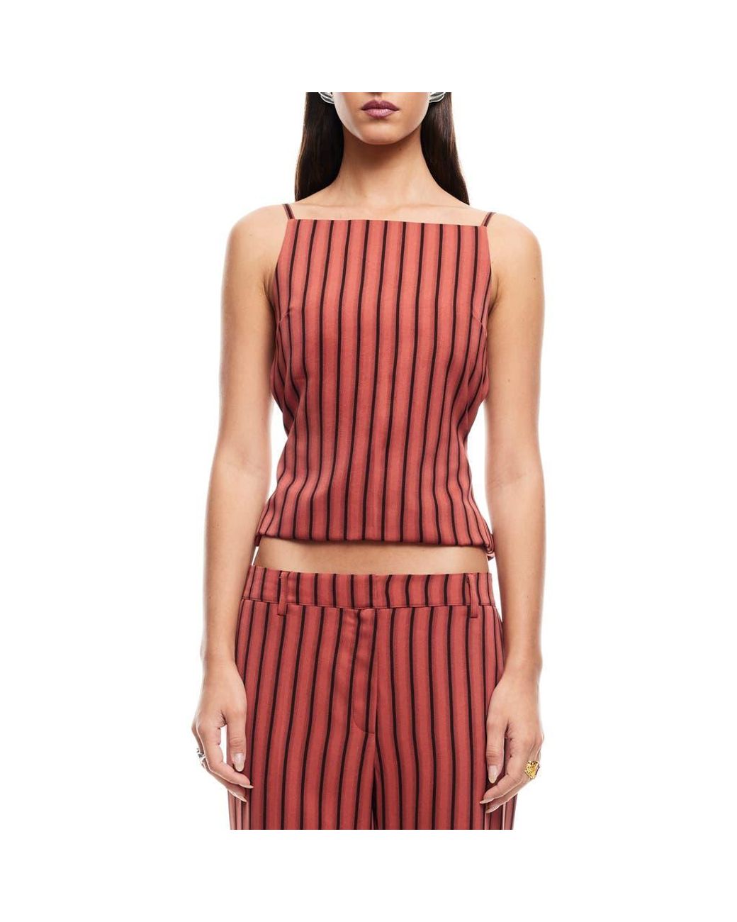 Lioness Horizon Stripe Open Tie Back Top in Red | Lyst