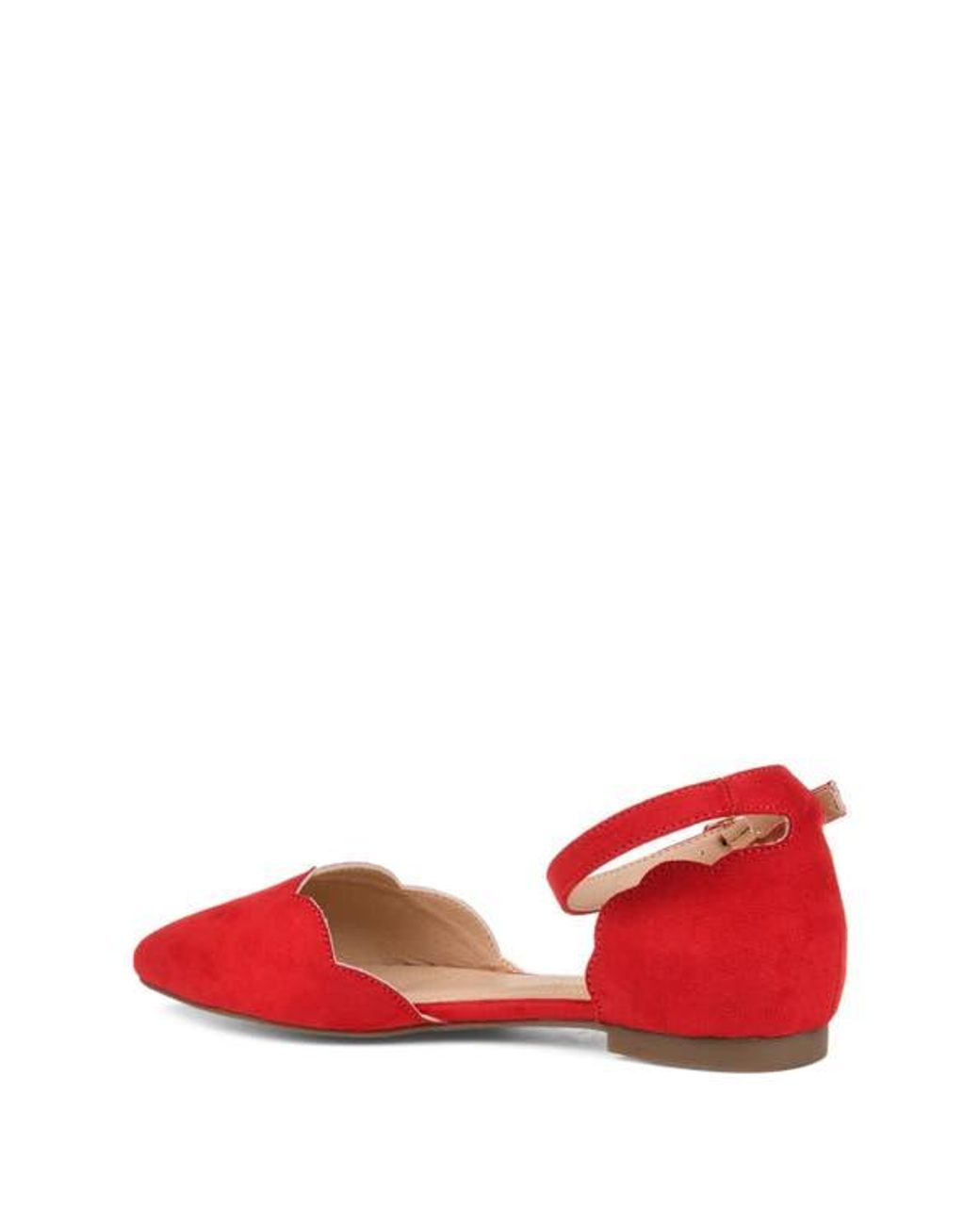 Journee Collection Lana Ankle Strap Flat in Red | Lyst