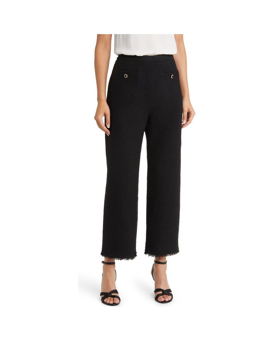 Ted Baker Katyyt Bouclé Straight Leg Ankle Pants in Black | Lyst