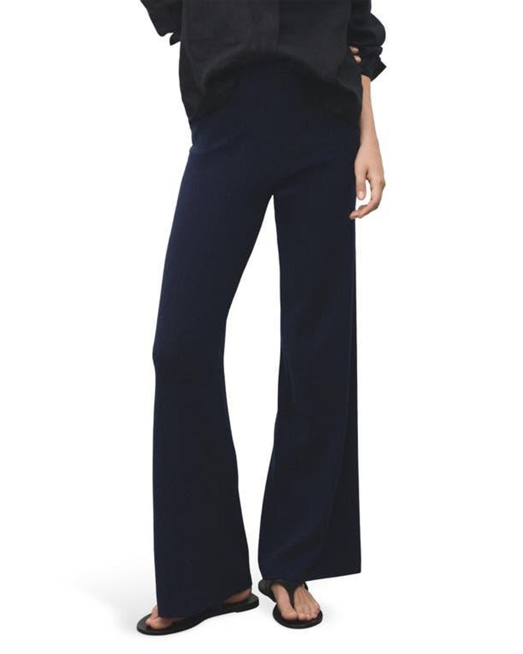 Mango Pull-On Straight Leg Knit Pants in Blue | Lyst