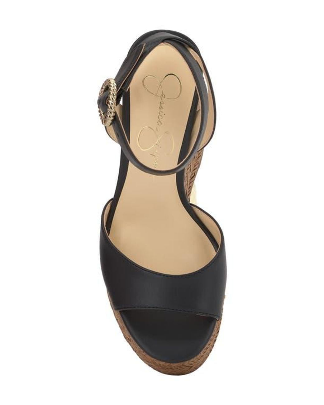 Jessica Simpson Kamindi Platform Wedge Sandal in Black | Lyst
