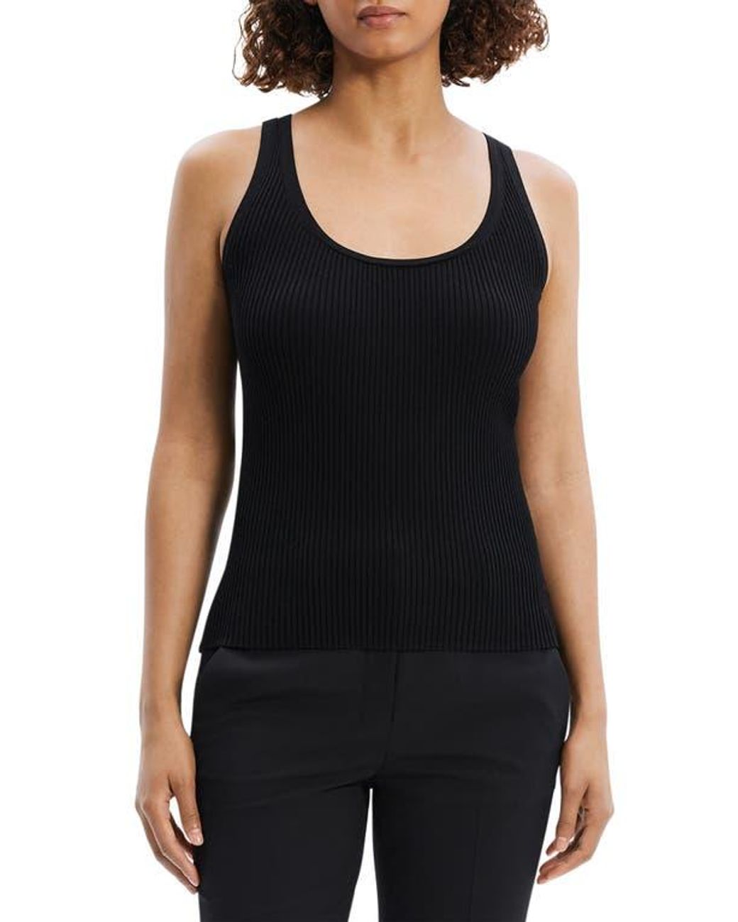 Theory Compact Rib Tank in Black | Lyst