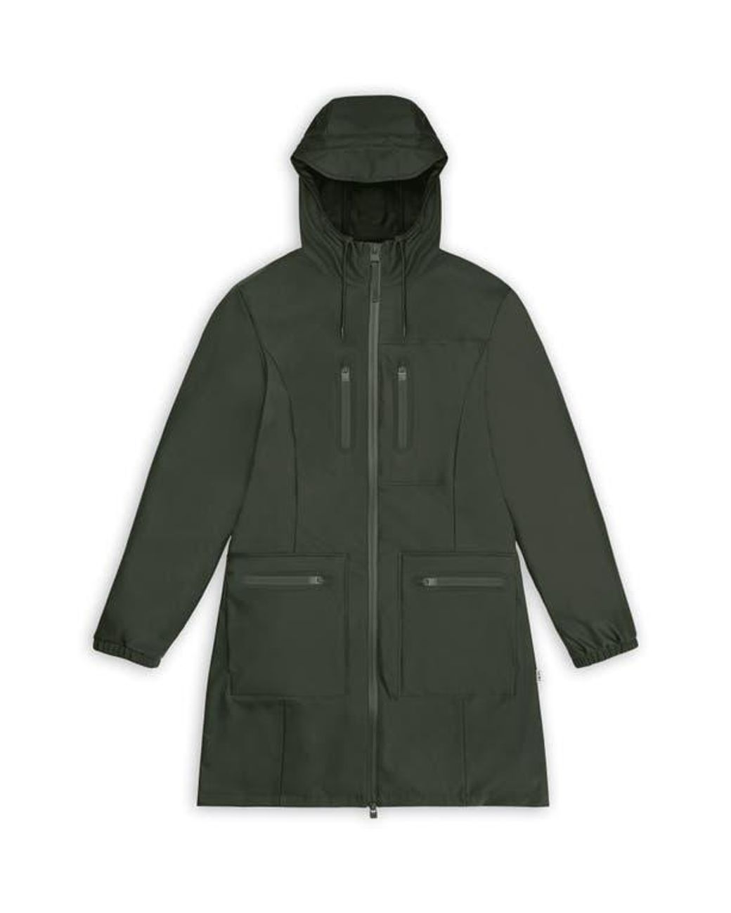 Rains Cargo Curve Hooded Waterproof Jacket in Green | Lyst