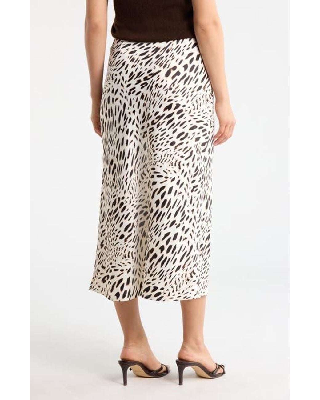 Sanctuary Front Slit Satin Skirt in White | Lyst
