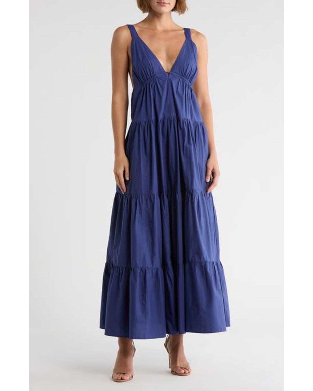 AREA STARS Tiered Babydoll Dress in Blue | Lyst