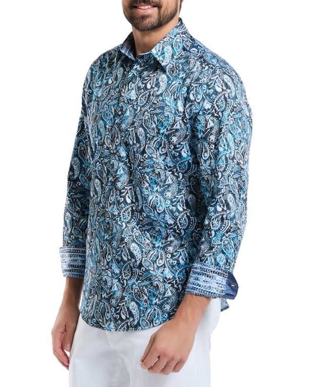 Robert Graham Atwell Long Sleeve Cotton Button-Up Shirt in Blue for Men ...