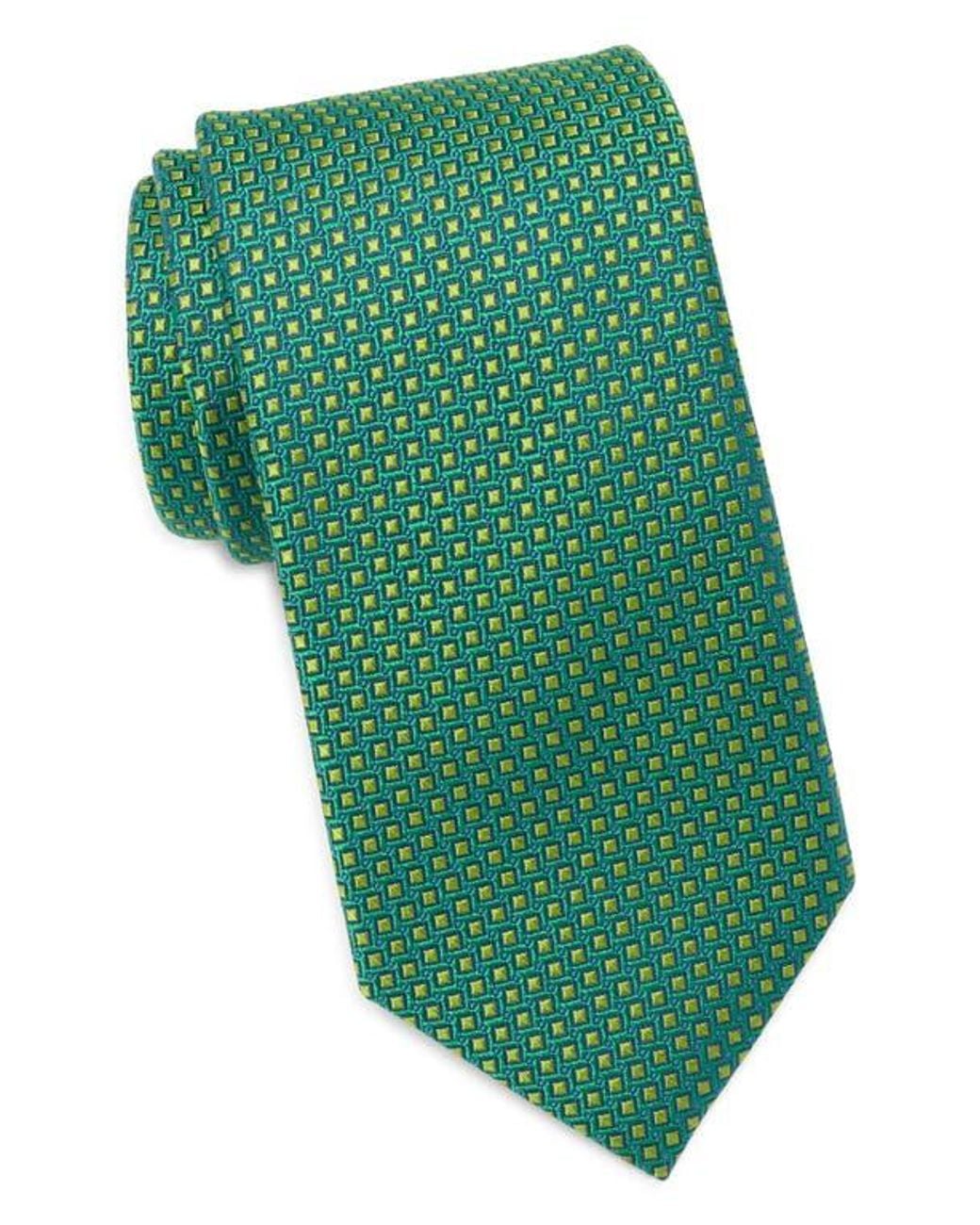 Ted Baker Weller Micro Square Silk Blend Tie in Green for Men | Lyst