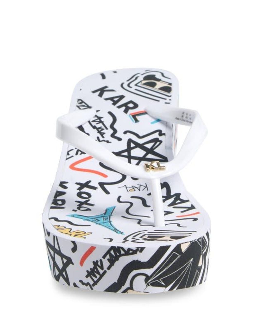 KARL LAGERFELD Nola Graffiti Platform Flip Flop in Blue | Lyst