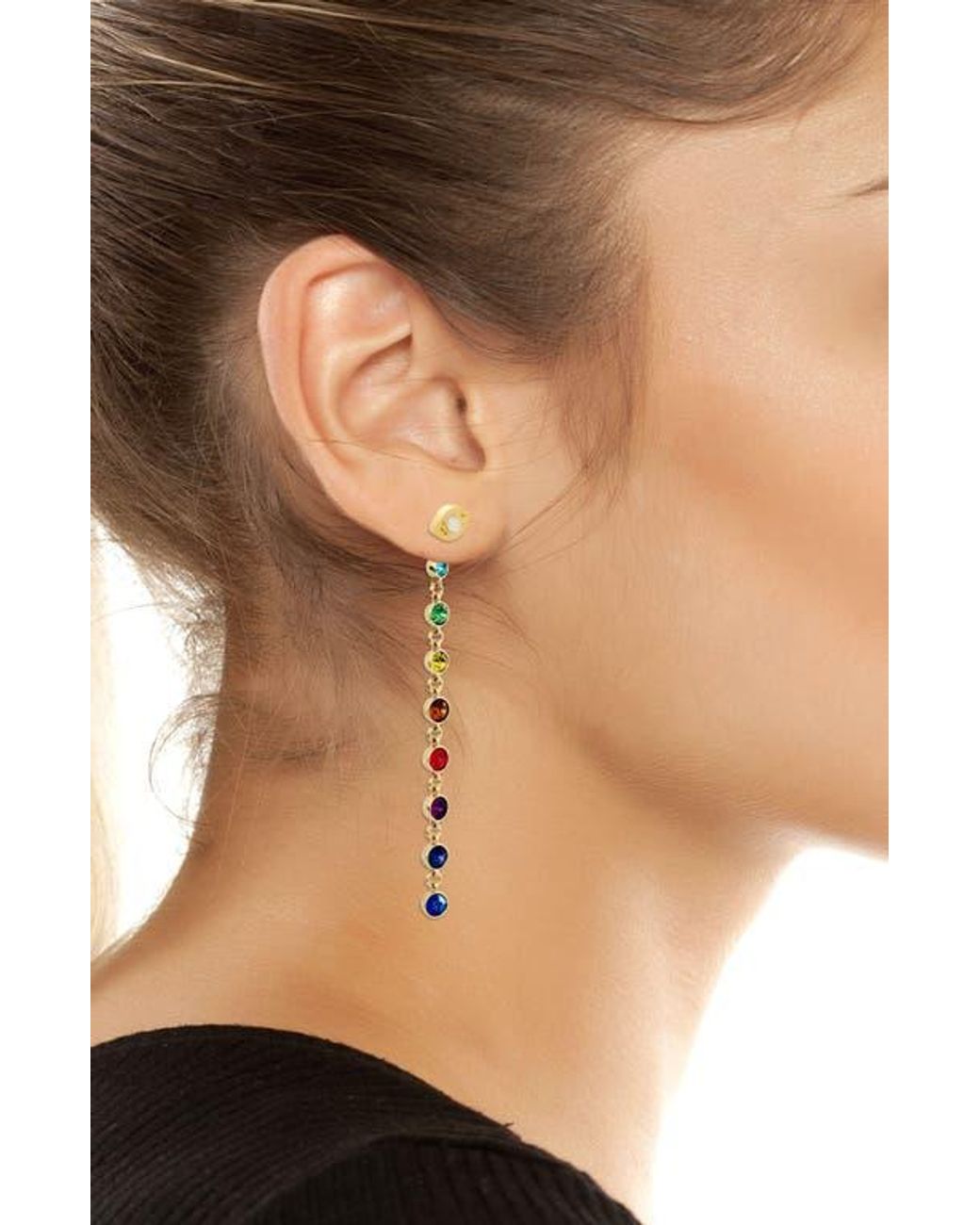Kurt Geiger Micro Evil Eye Linear Drop Earrings in White | Lyst
