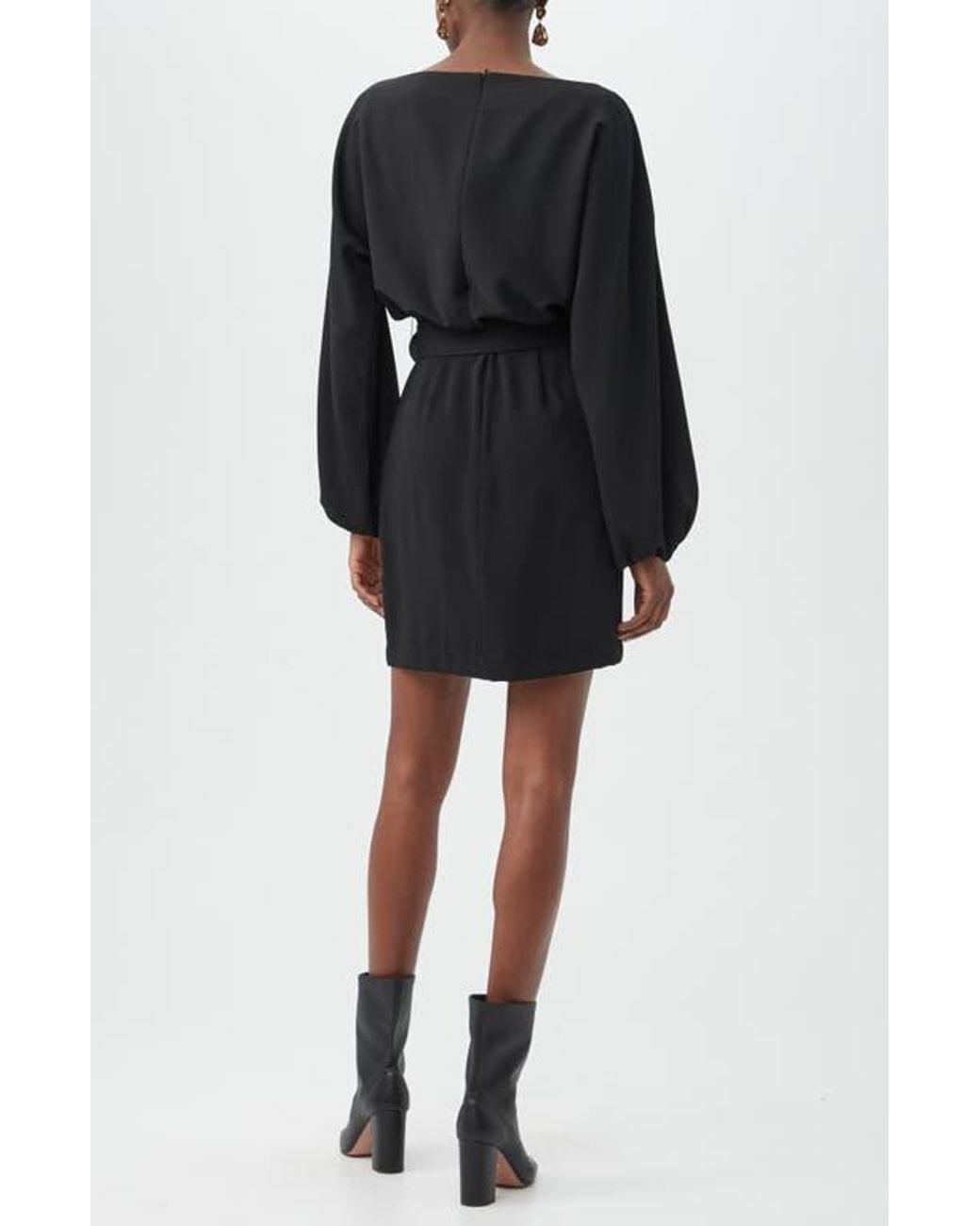 Trina Turk Avory Long Sleeve Belted Sheath Minidress in Black | Lyst