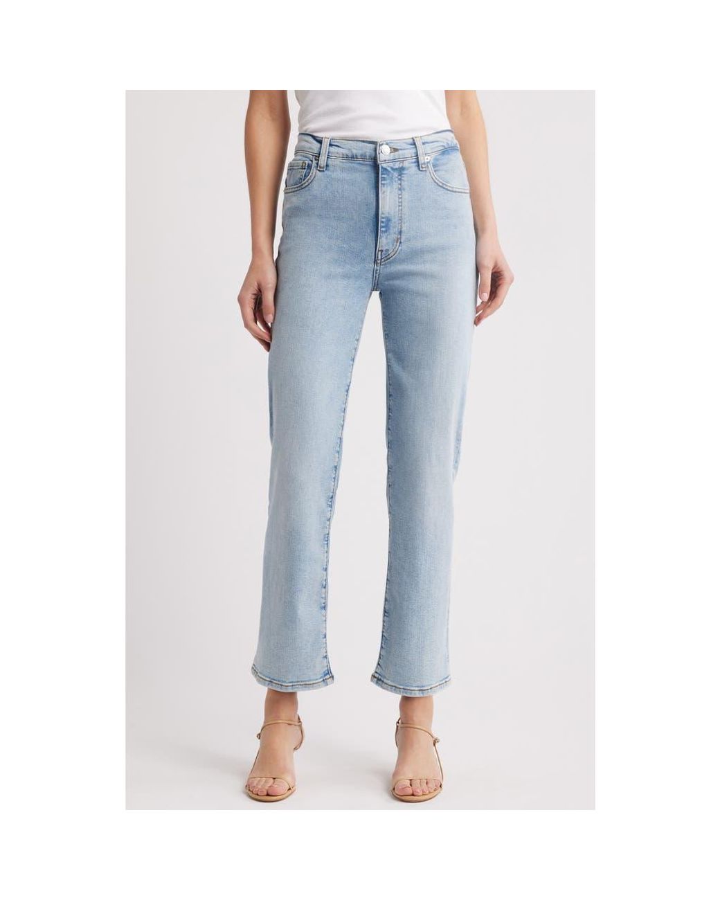 FRAME Le Sleek High Waist Ankle Straight Leg Jeans in Blue | Lyst