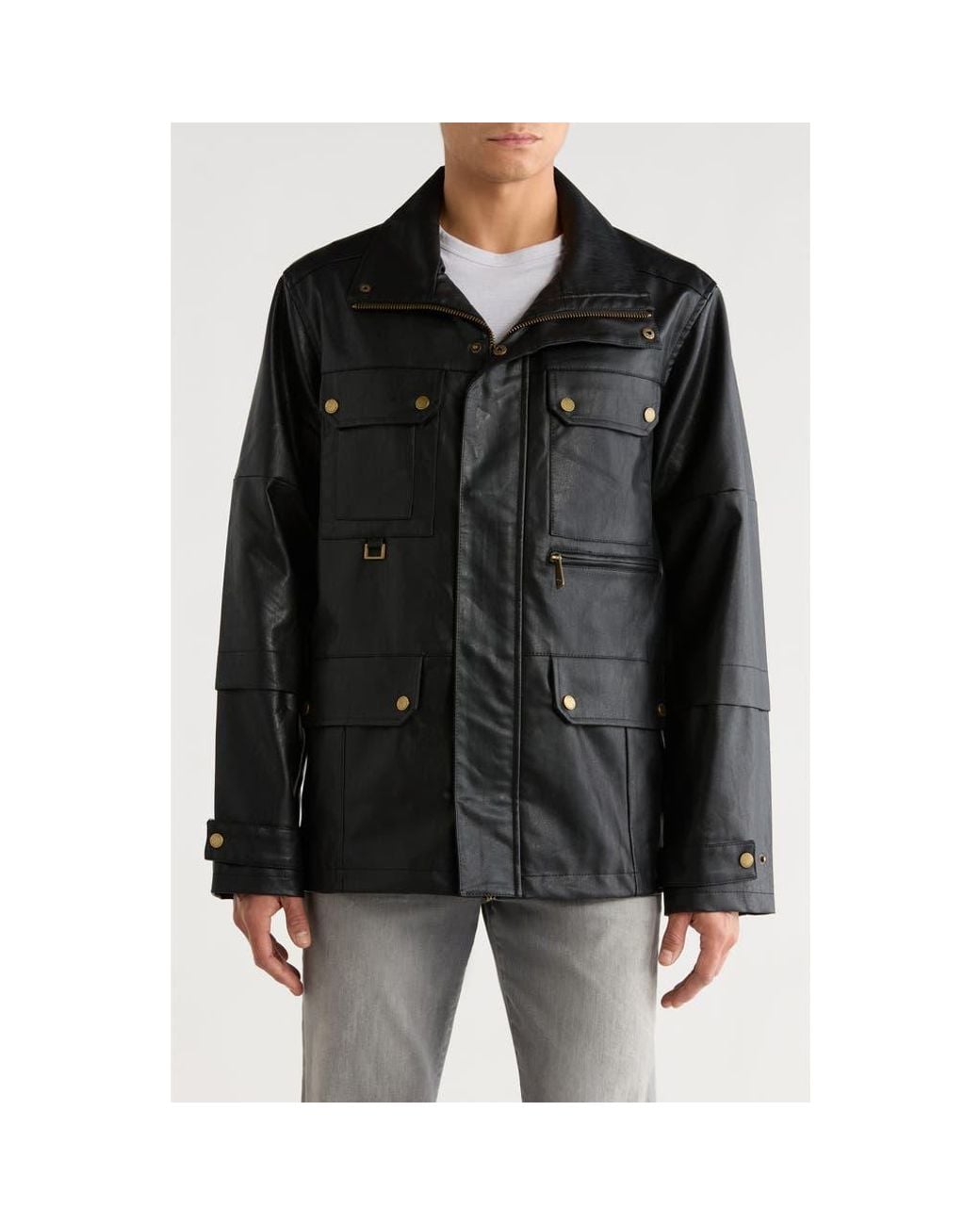 Noize Carl Faux Leather Jacket in Black for Men | Lyst