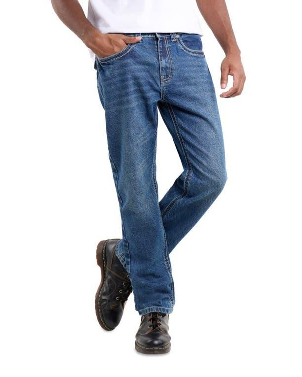 Xray Jeans Saddle Stitch Relaxed Straight Leg Jeans in Blue for Men | Lyst
