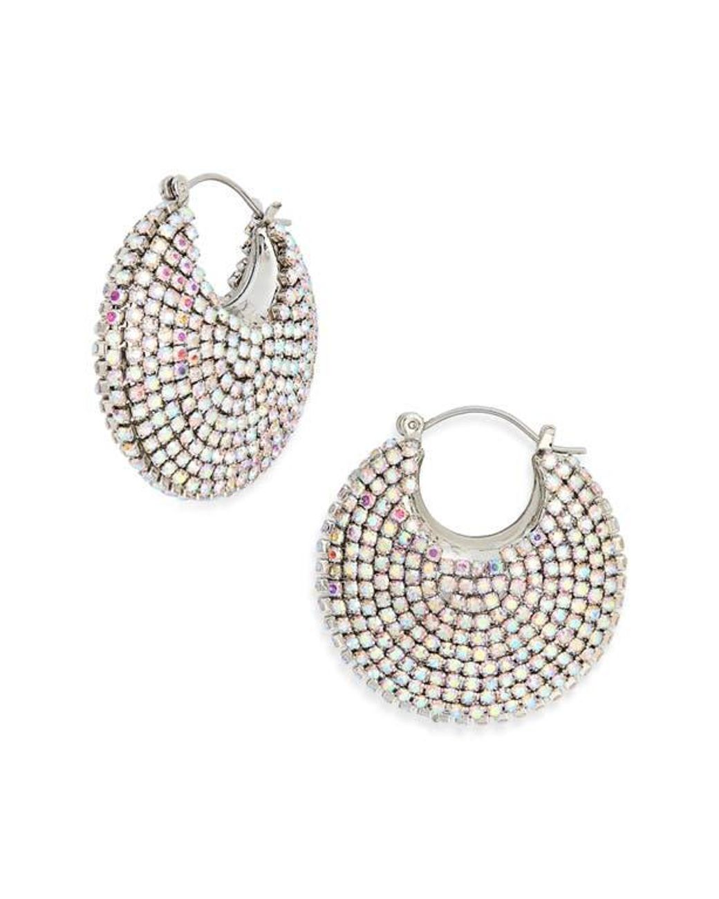 Tasha Stone Pavé Hoop Earrings in Metallic | Lyst
