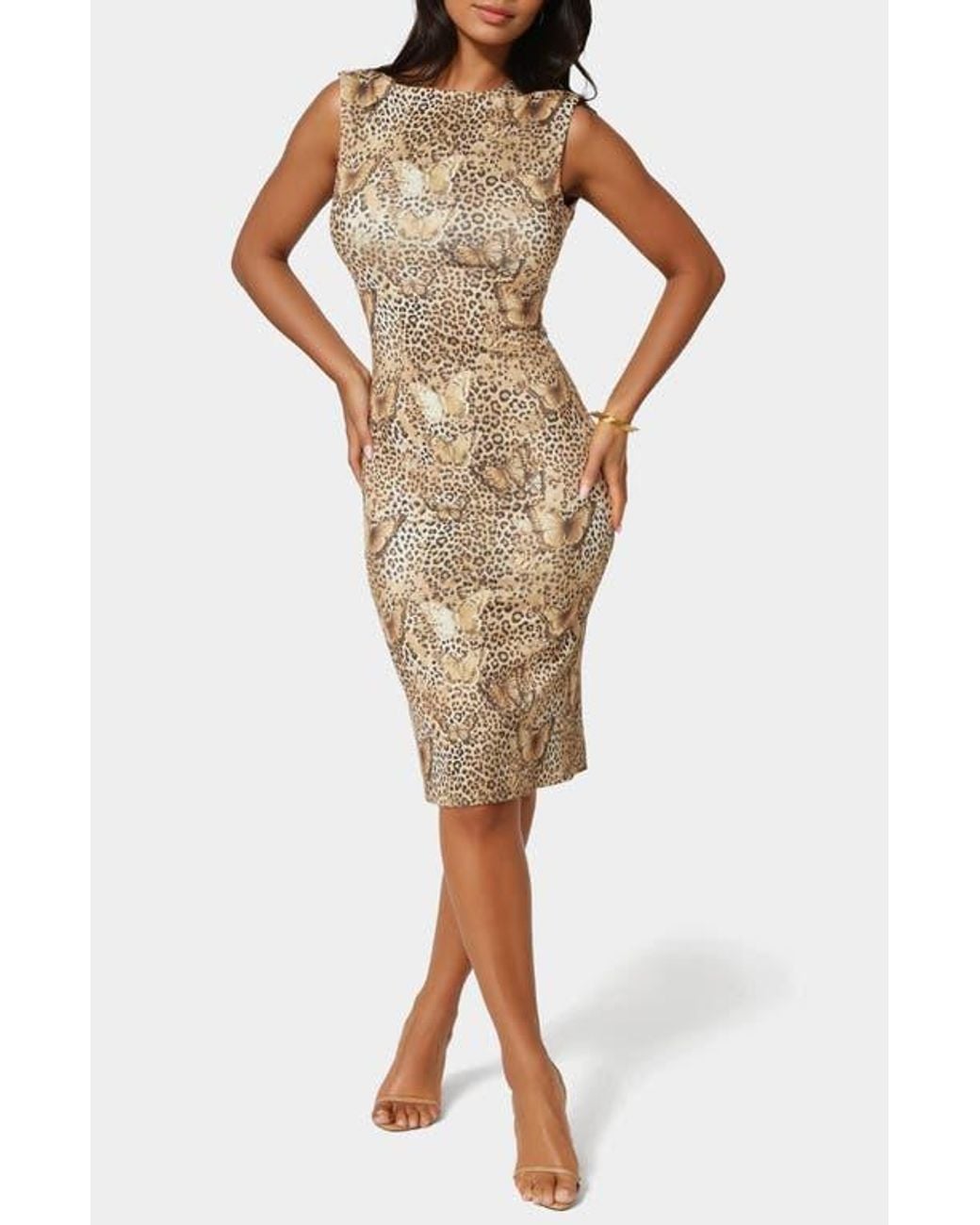 Bebe Open Back Minidress in Natural | Lyst