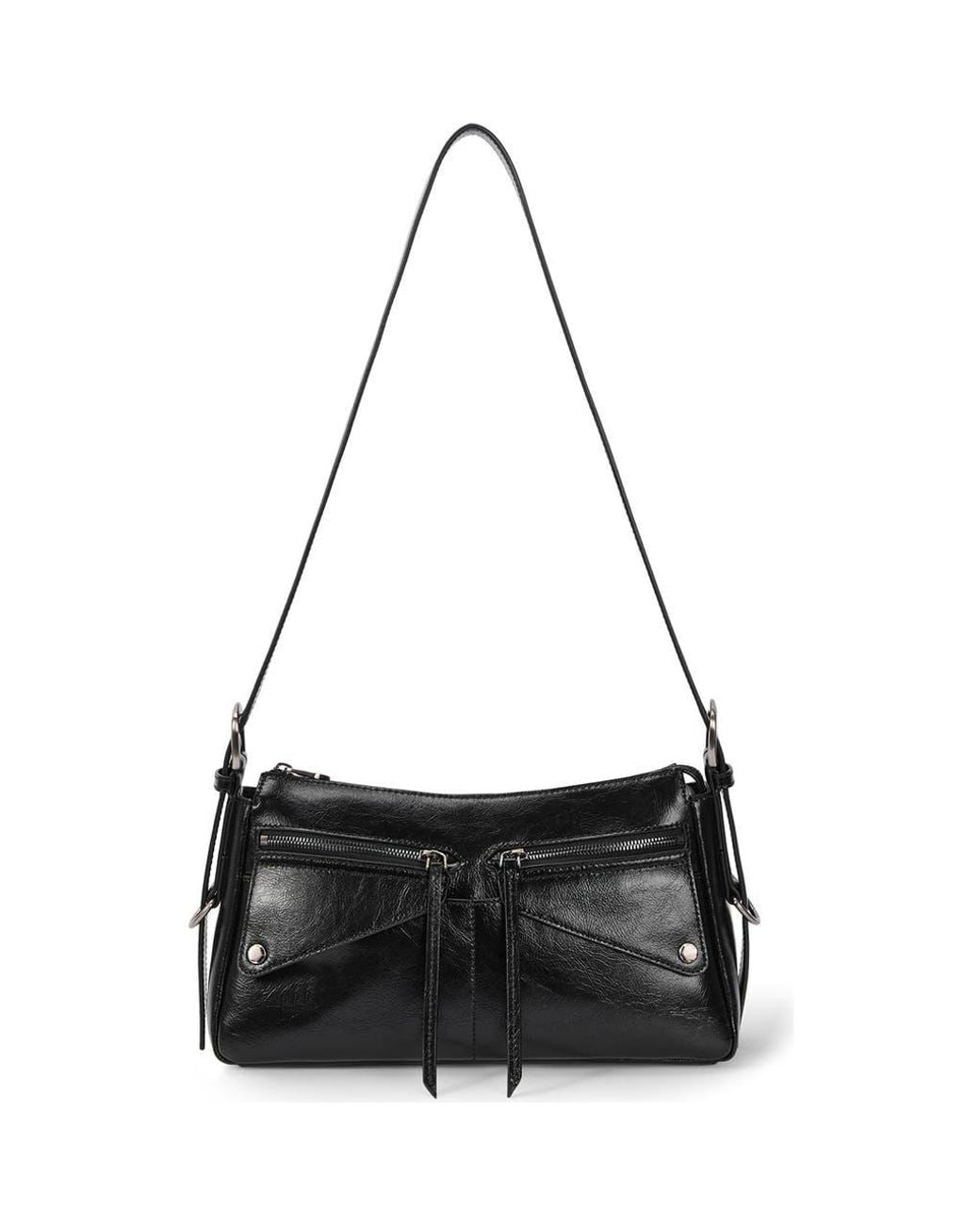 orYANY Moto Leather Shoulder Bag in Black | Lyst